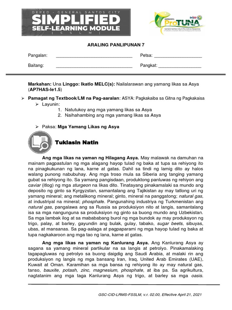 Ap 7 SSLM Q1 W3 | PDF