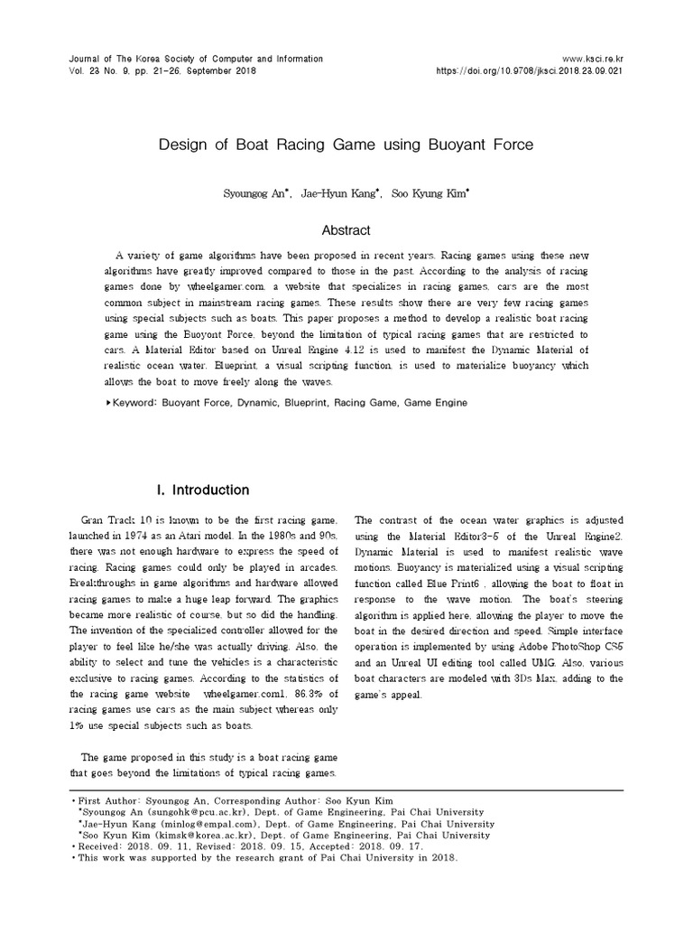 Design of Boat Racing Game Using Buoyant Force | PDF | Buoyancy | Force