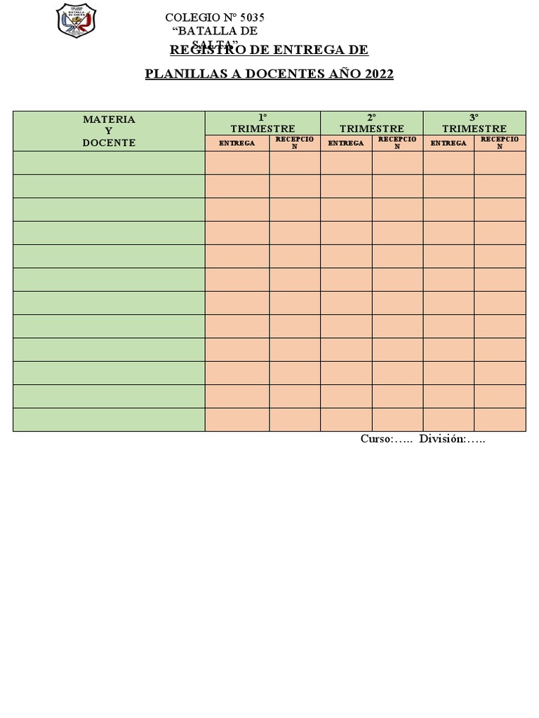 Planilla de Entrega | PDF Planilla de Entrega | PDF