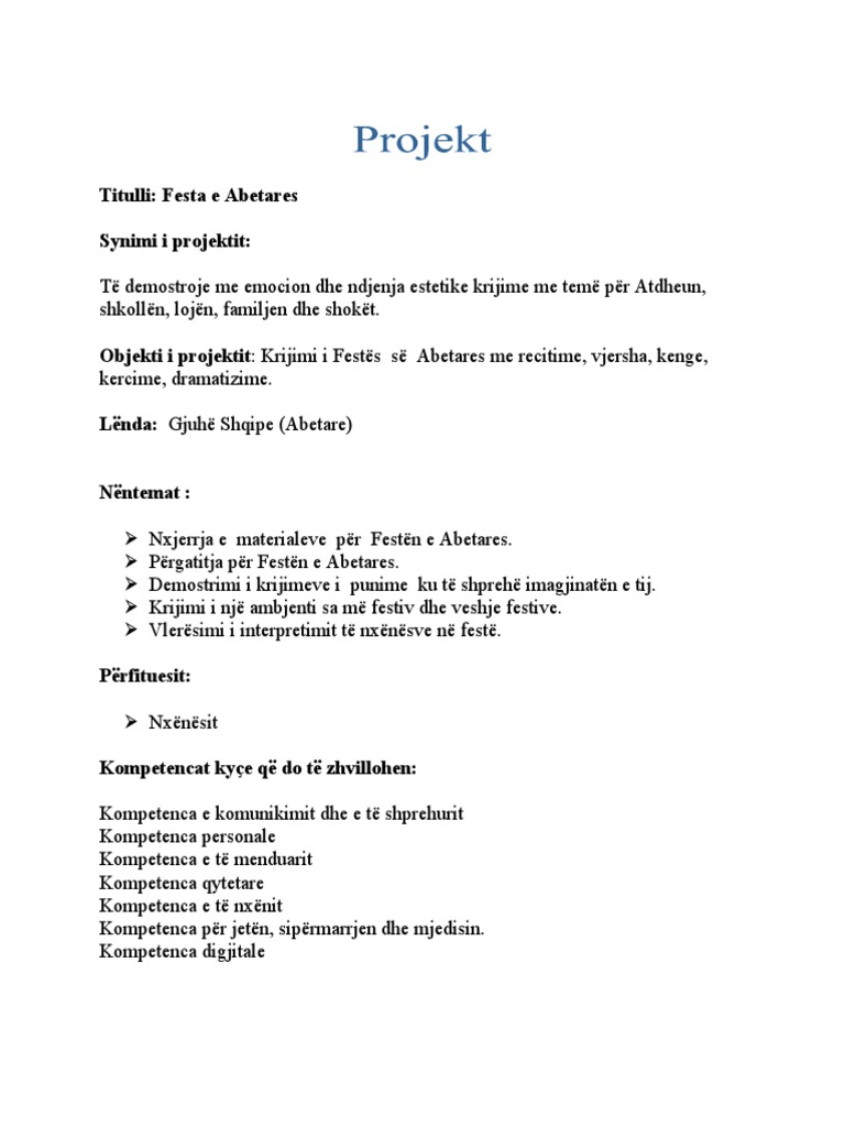 Projekt GJuhe Shqipe | PDF