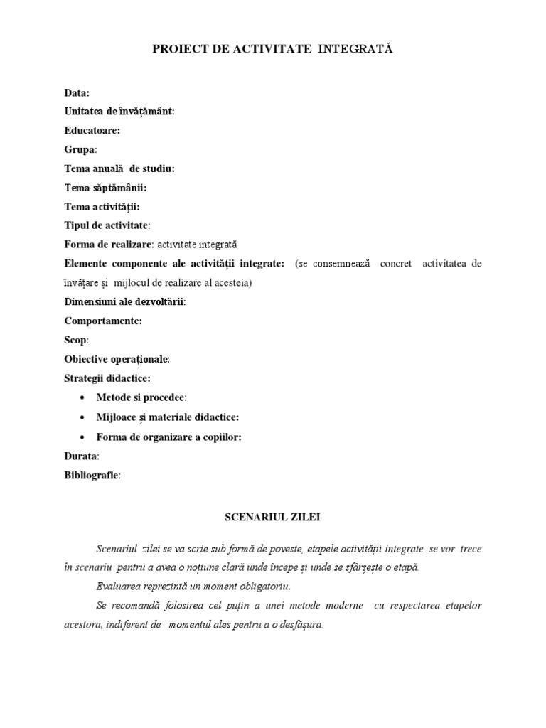 Structura Unui Proiect Integrat | PDF