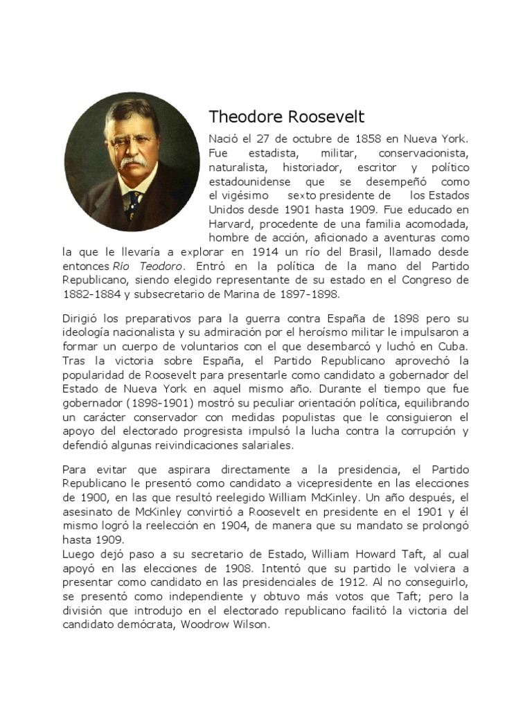 Theodore Roosevelt | PDF | Theodore Roosevelt | Franklin D. Roosevelt