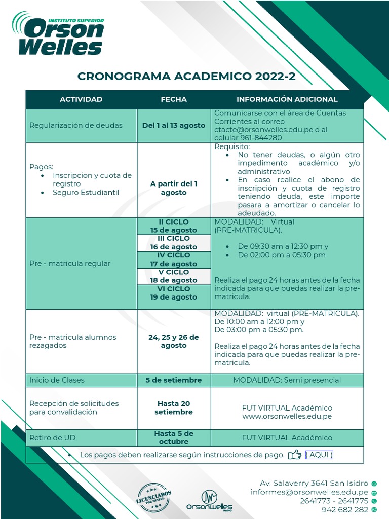 Cronograma 2022-2 | PDF