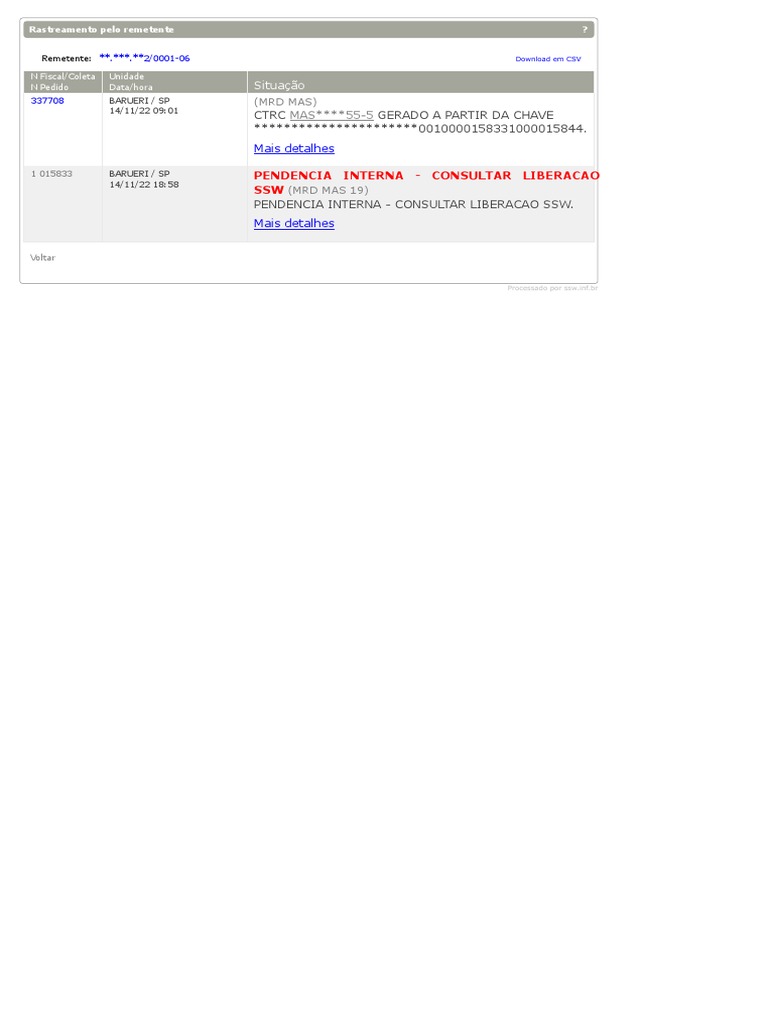 Rastreamento Pelo Remetente - SSW Sistemas | PDF