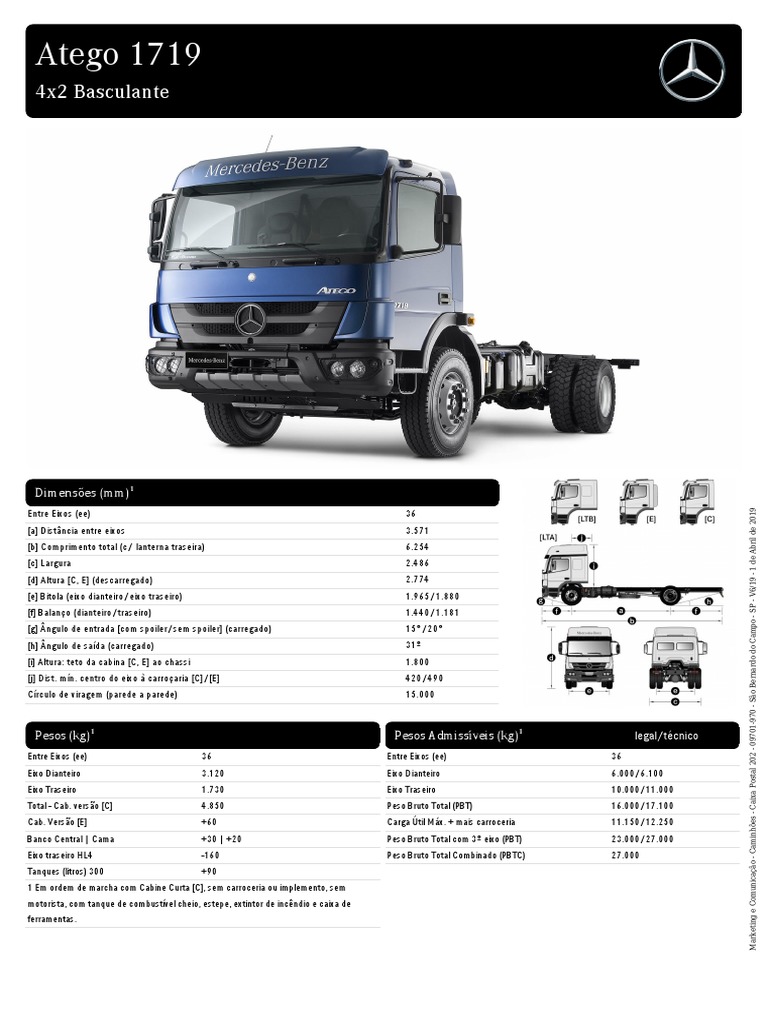 Caminhão Mercedes Benz Atron 1719 | PDF | Eixo | Freio