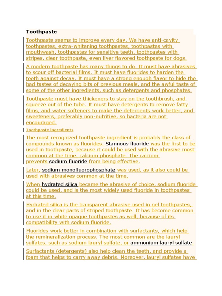 Toothpaste: Stannous Fluoride Sodium Fluoride Sodium ...