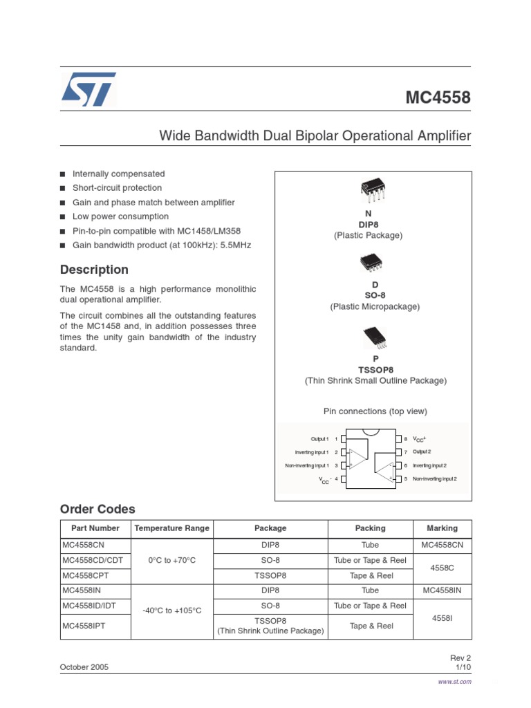 MC4558 | Amplifier | Operational Amplifier