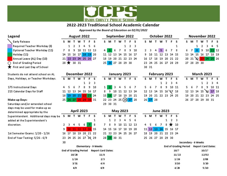 2022 2023 Traditional School Academic Calendar | PDF | Academic Term ...