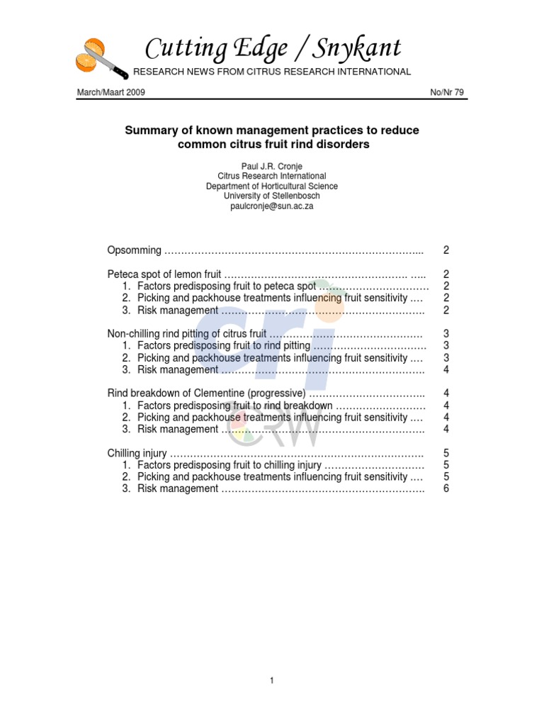 CRI Cutting Edge 2009 079 Rind Disorders | PDF | Orange (Fruit ...
