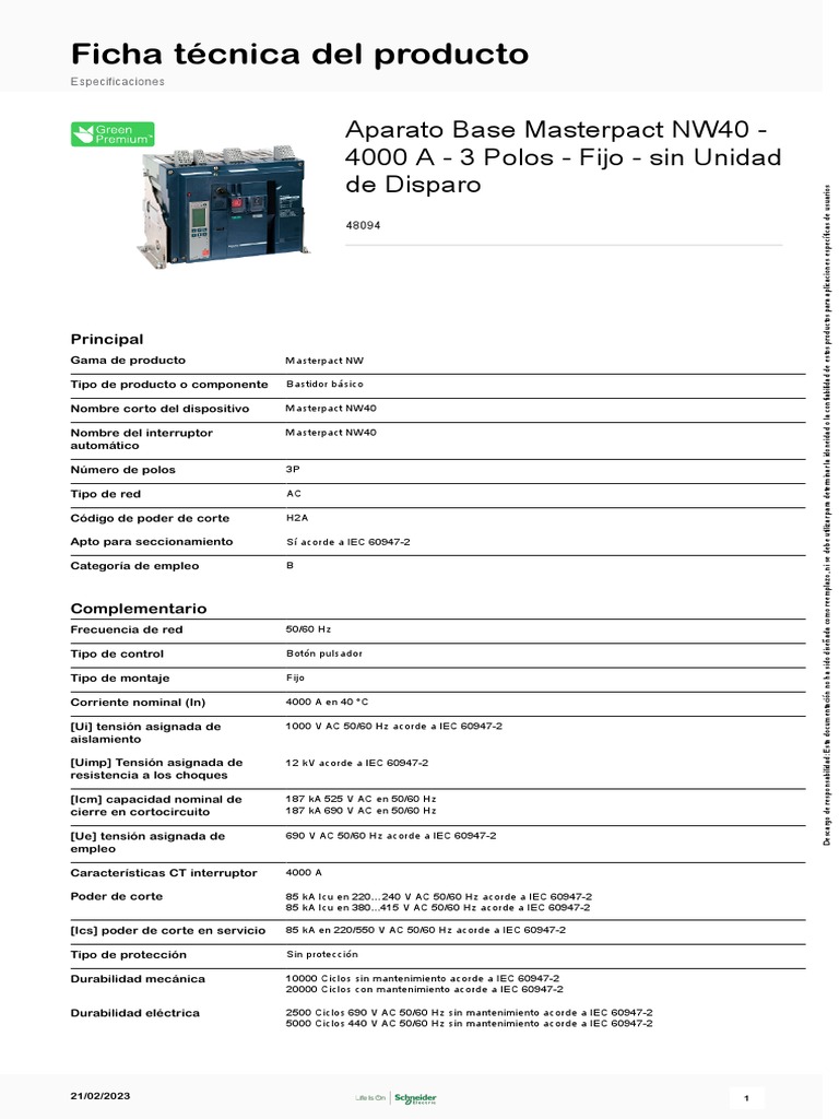 MasterPact NW - 48094 | PDF