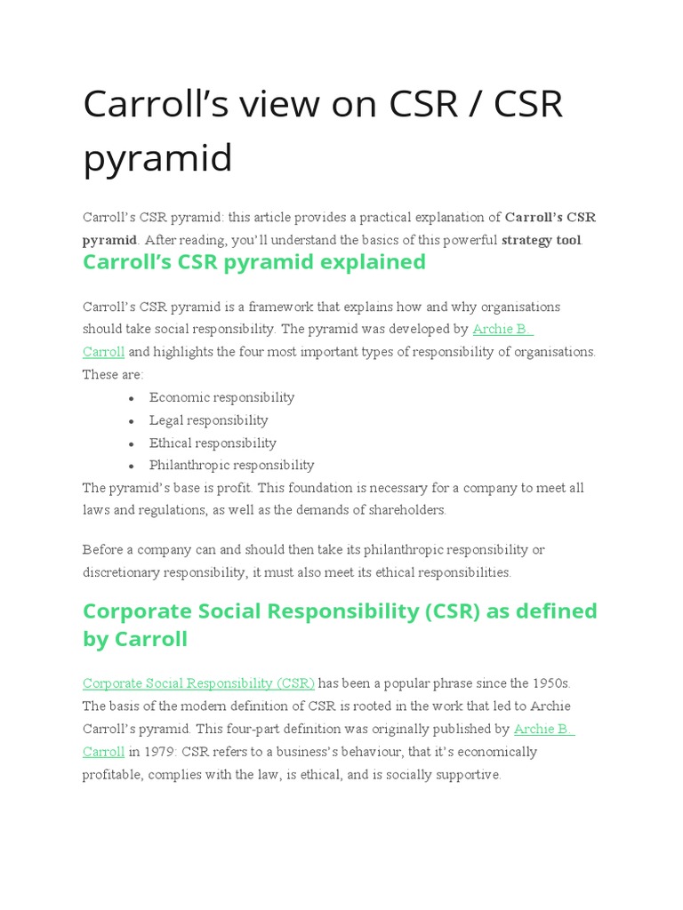 Carroll's CSR Pyramid: A Timeless Framework for Understanding the Four ...
