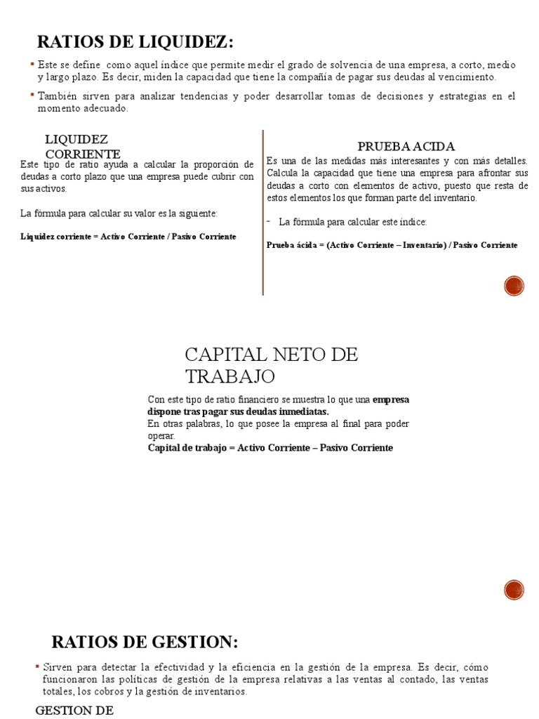 Ratios de Liquidez Financiera II | PDF | Ratio financiero | Rentabilidad sobre recursos propios