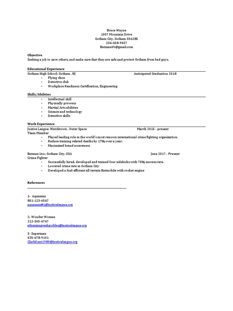 Bruce Wayne - Practice Resmue | PDF