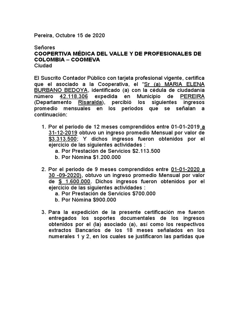 Modelo Certificacion Contador | PDF