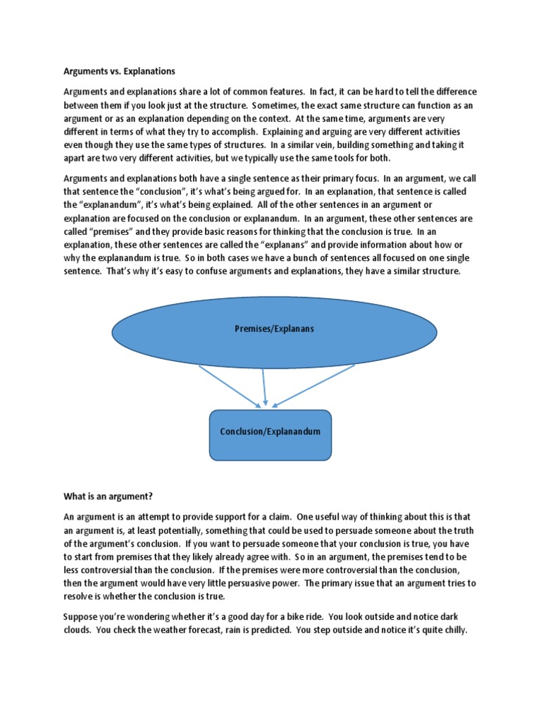 FAS1220 Arguments vs. Explanations | PDF