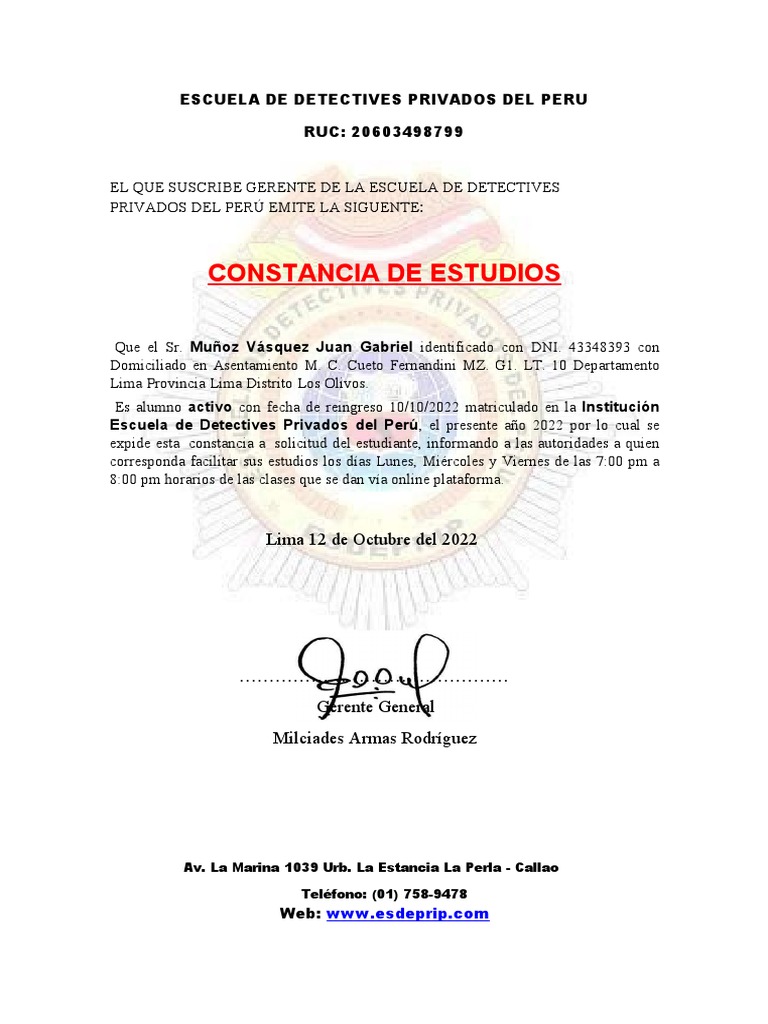 Modelo de Constancia de Estudios | PDF