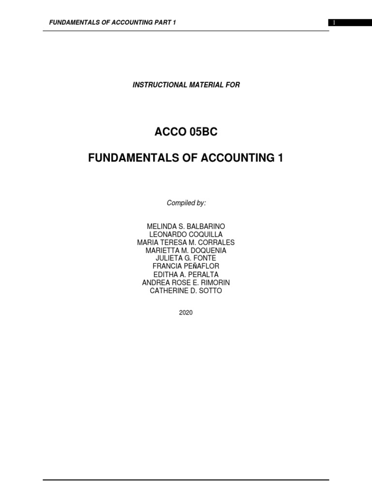 ACCO 014 Principles of Accounting | PDF | Accounting | International ...