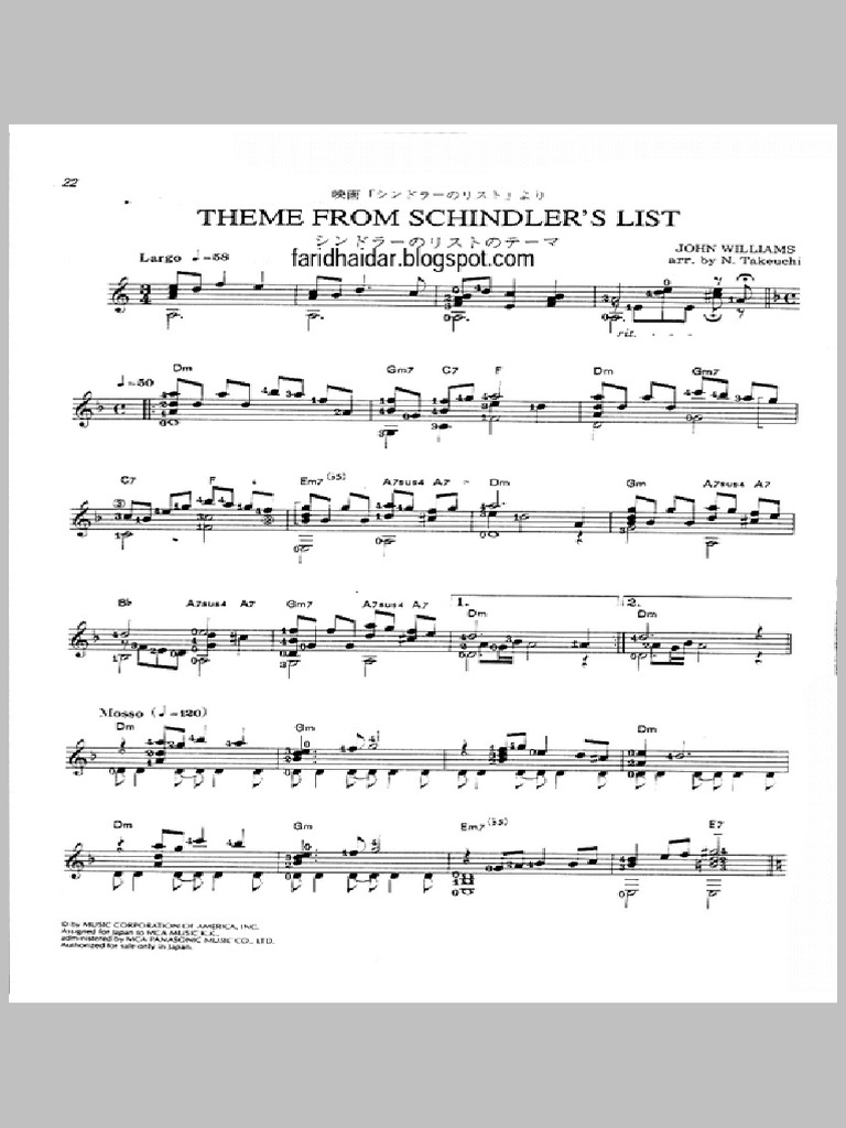 01 Theme From Schindlers List John Williams Pdf