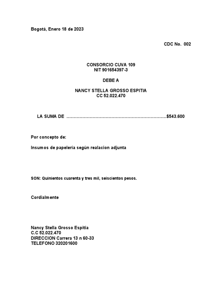 Cta de Cobro 2023 | PDF