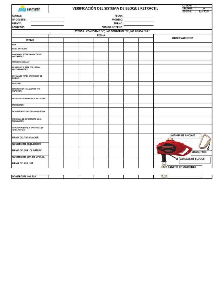 Check List de Bloque Retractil | PDF