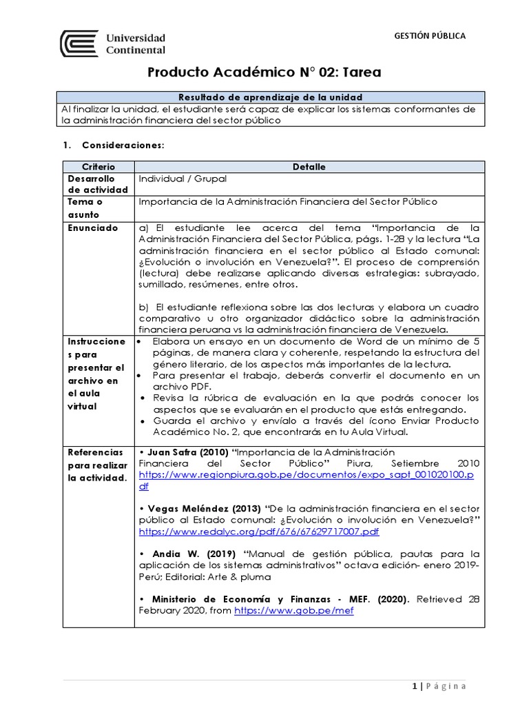 PRODUCTO ACADEMICO #02 - Gestión Pública | PDF | Presupuesto | Planificación estratégica