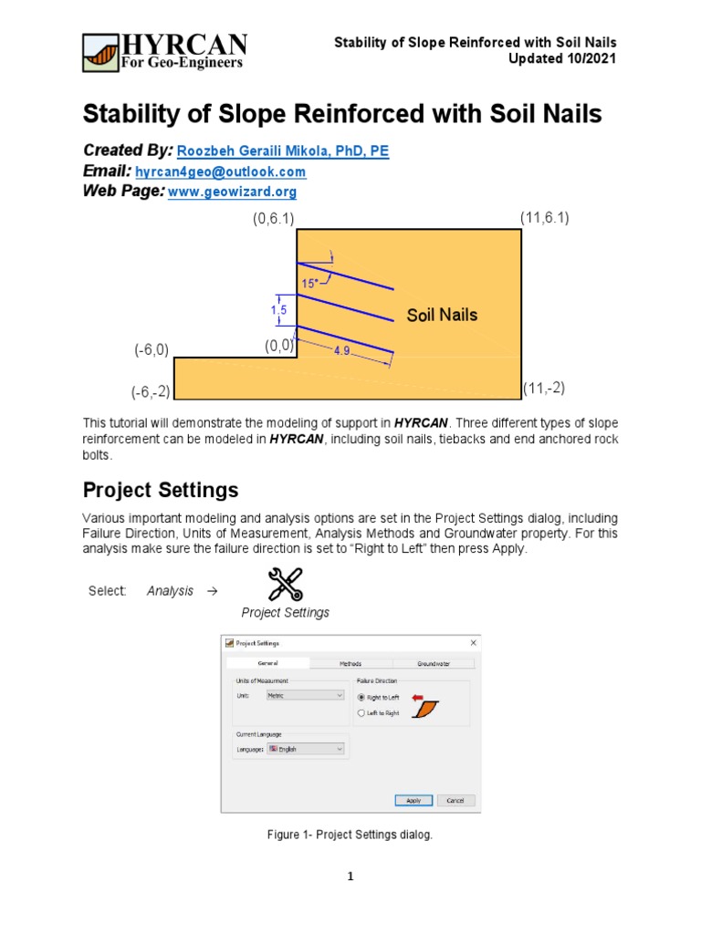 Stability of Slope Reinforced With Soil Nails: Project Settings | Download Free PDF | Applied ...