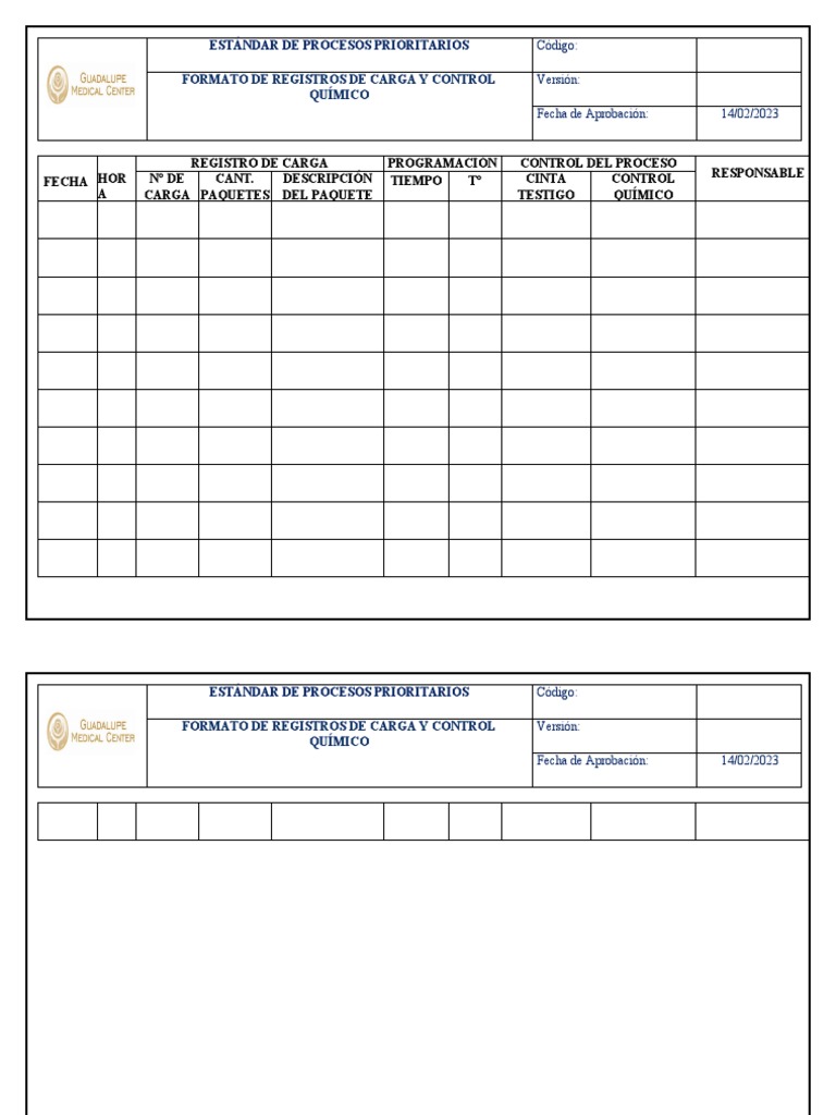 Formato de Registros de Carga y Control Químico | PDF