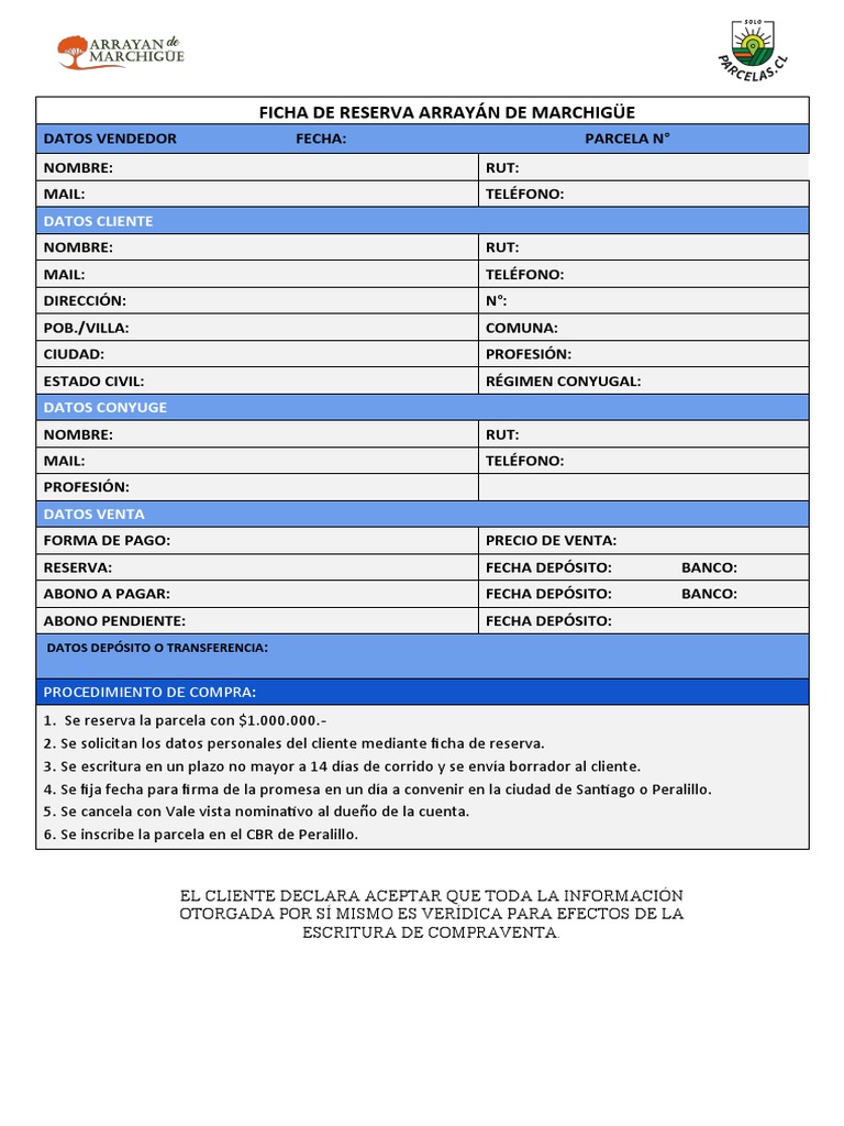 Ficha de Venta Arrayán de Marchigüe | PDF