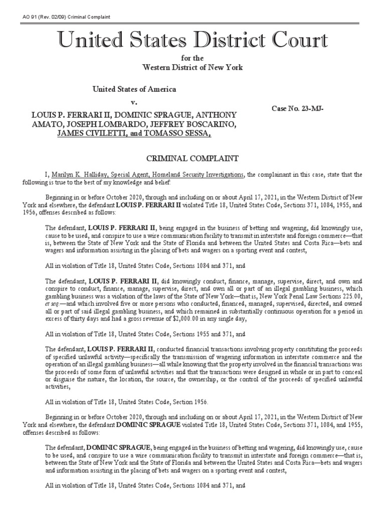 Illegal Gambling Ring Complaint | PDF | U.S. Immigration And Customs ...