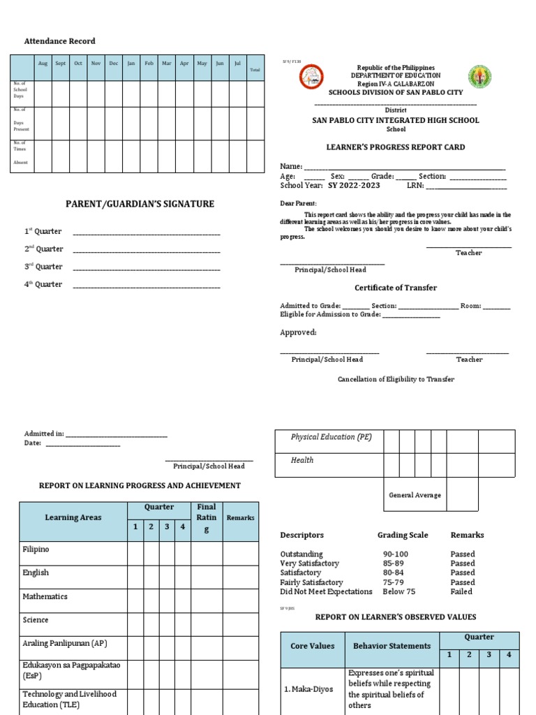 SF 9 G12 ABM | PDF | Learning | Schools