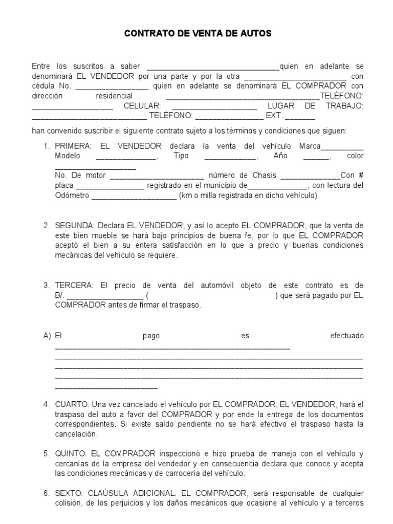 Contrato de Venta de Autos | PDF | Transporte | Coche