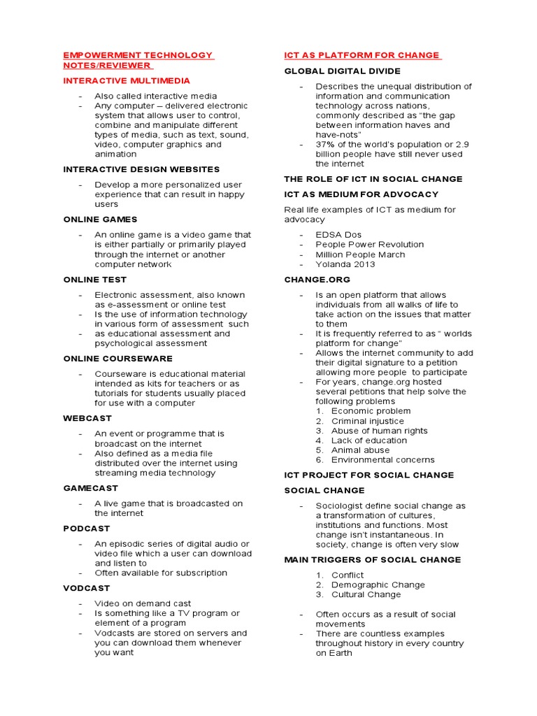 Empowerment Technology 2ND Quarter Notes | PDF | Websites | Podcast