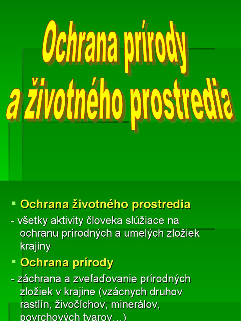 Ochrana Prírody A Životného Prostredia SR 8.roč | PDF