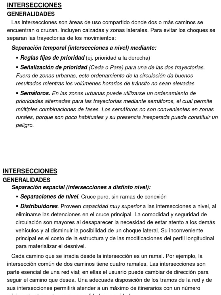 U3 - CL10 - Intersecciones | PDF | Intersección (carretera) | Semáforo