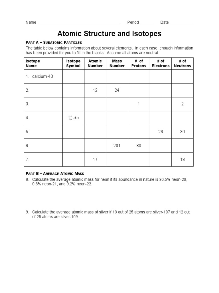 Atom - Ws Avg Atomic Mass | PDF
