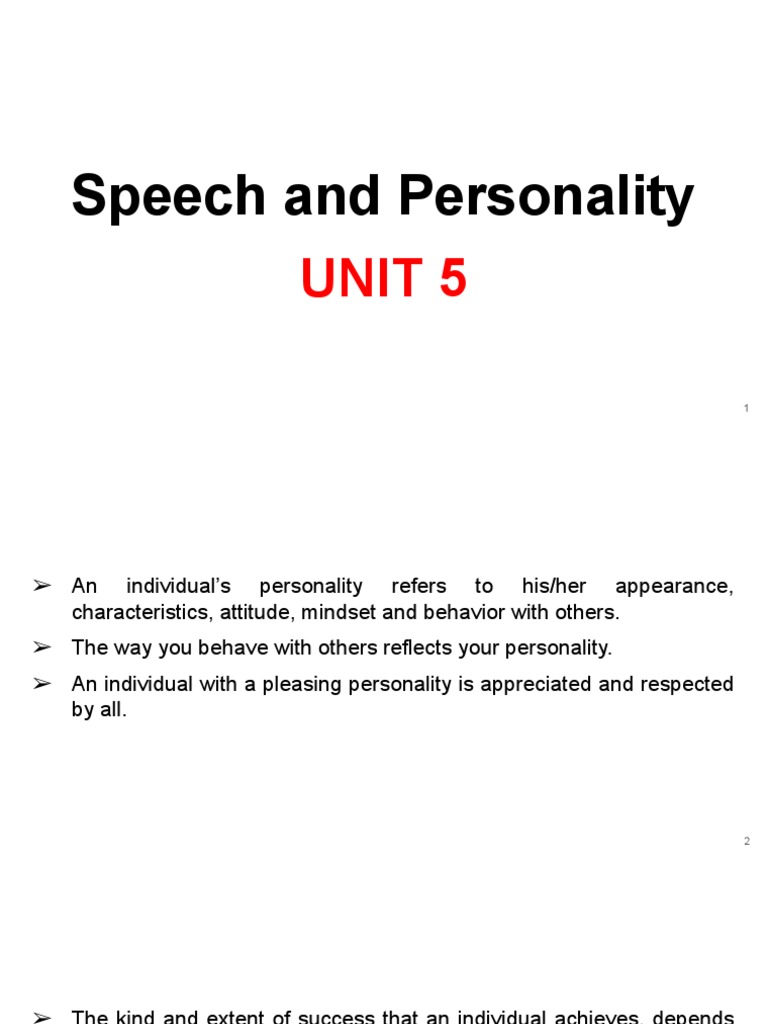 Speech and Personality | PDF | Body Language | Accent (Sociolinguistics)