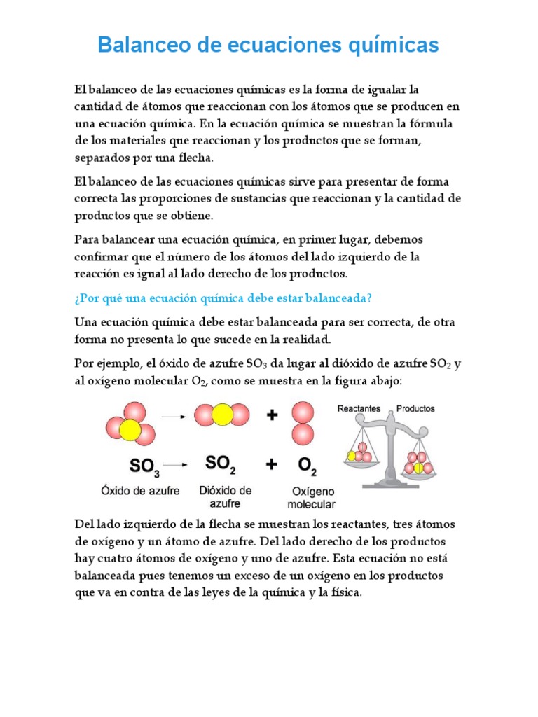 Balanceo de Ecuaciones Químicas | PDF