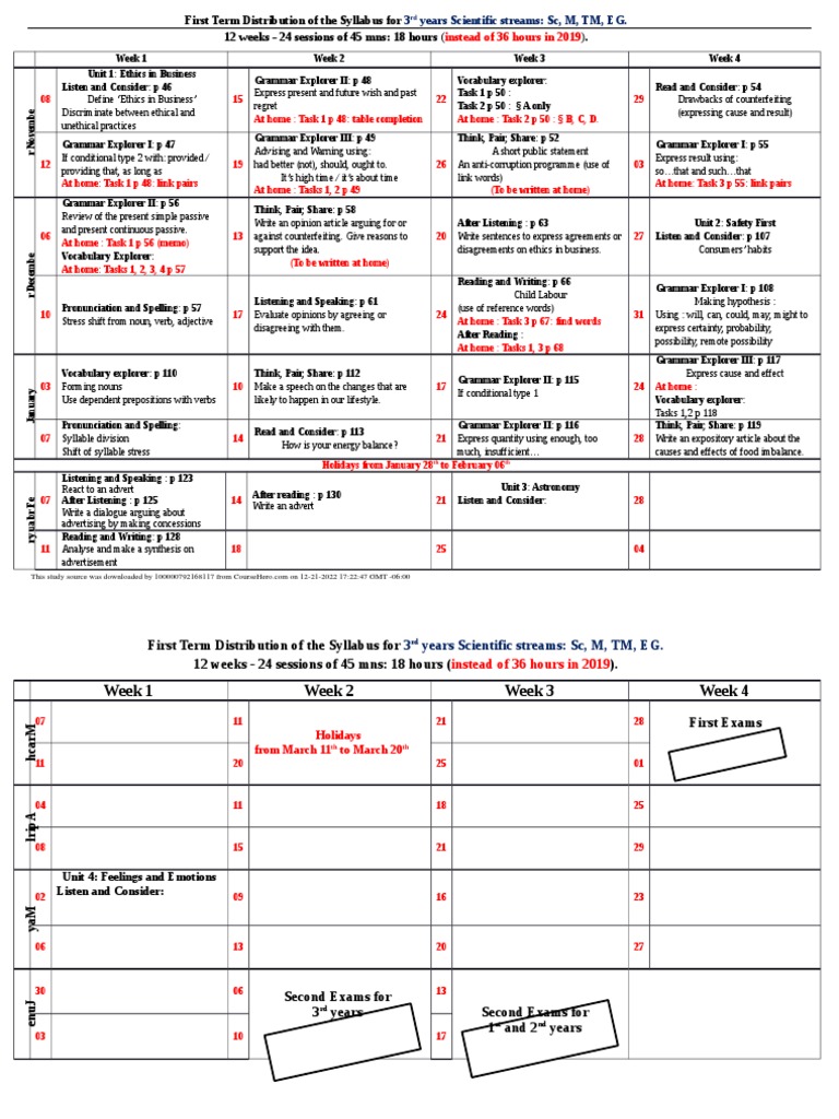 First Term Science Syllabus 3rd Year | PDF | Noun | Verb