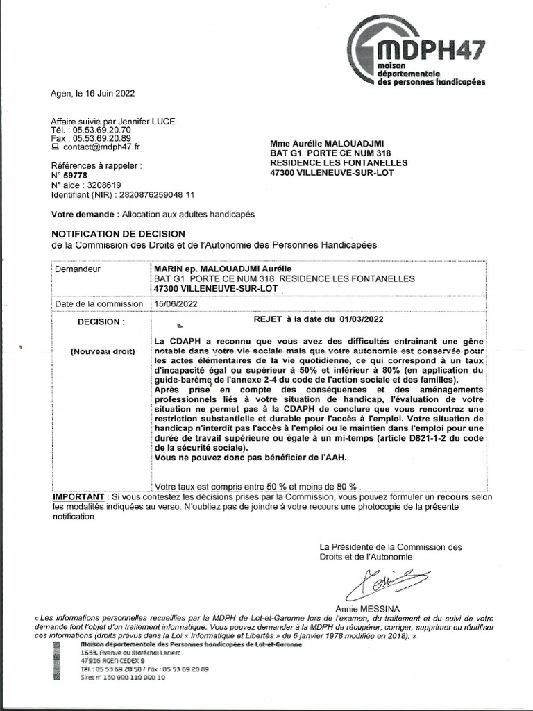 MDPH Aurélie 3 | PDF