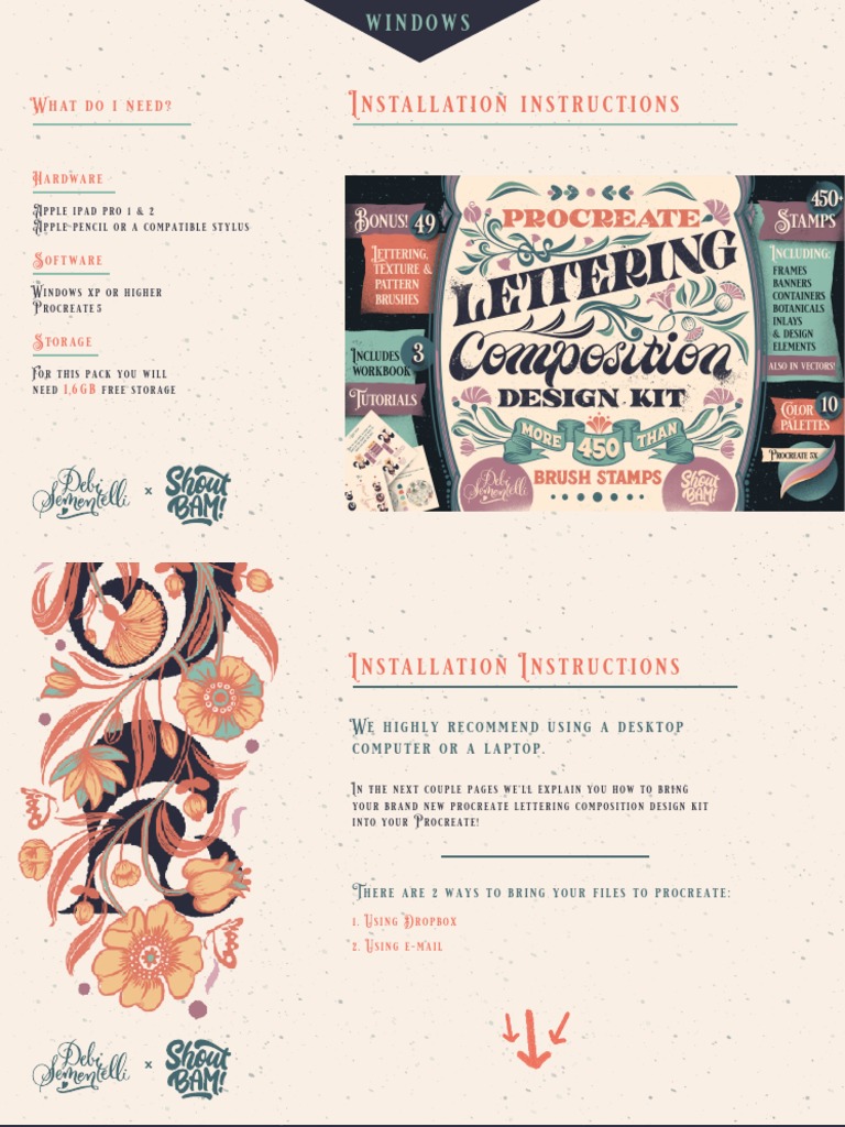 #04 WINDOWS - How To Install Procreate Lettering Composition Design Kit | PDF | Computer File ...