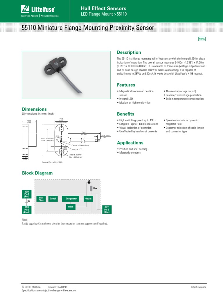 Littelfuse Hall Effect Sensors 55110 Datasheet - pdf-938868 | PDF ...