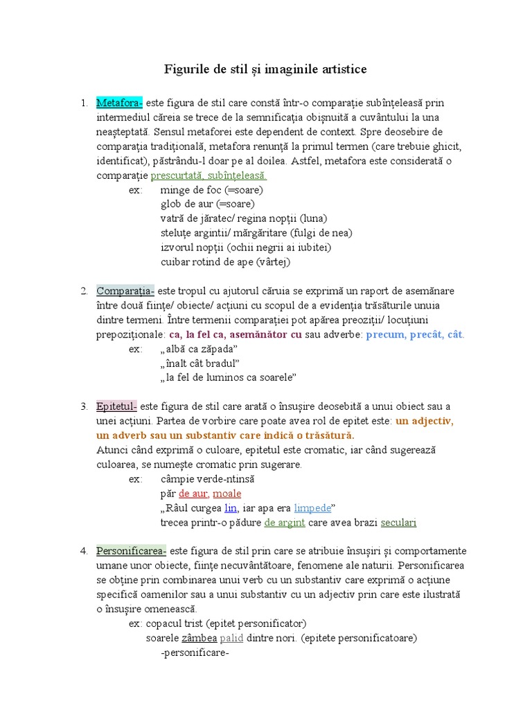 Figurile de Stil Și Imaginile Artistice | PDF