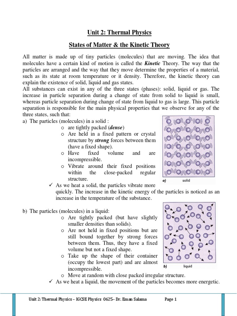 IGCSE Thermal Physics Guide | PDF | Gases | Evaporation