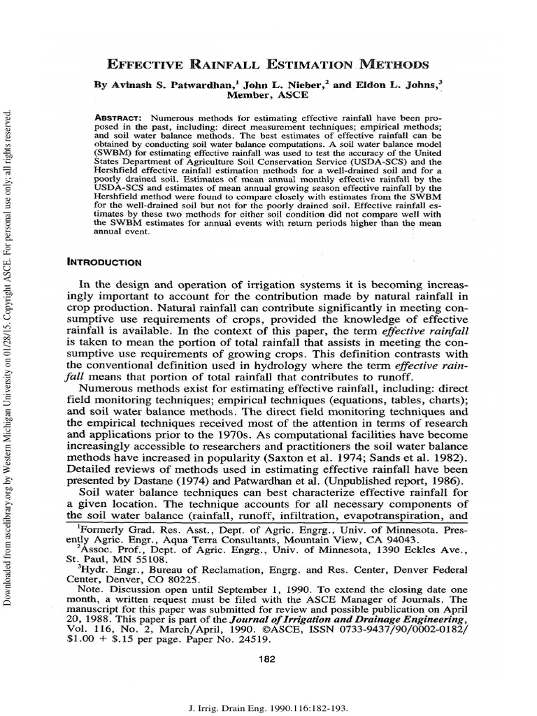 Effective Rainfall Estimation Methods | PDF | Evapotranspiration | Hydrology