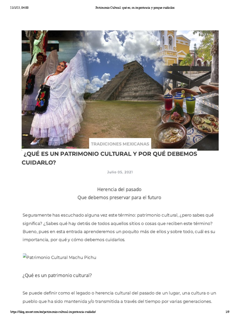 ¿Qué Es El Patrimonio Cultural y Por Qué Deberíamos Cuidarlo? | Descargar gratis PDF ...