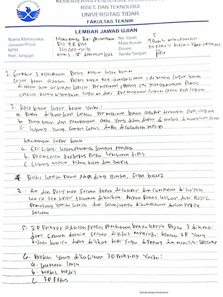 UAS Teknik Manufaktur - M. Rafi Ramadhan | PDF