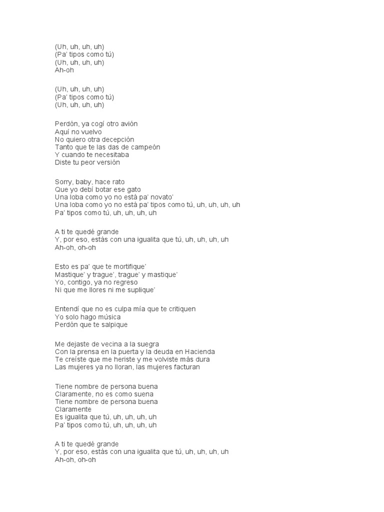 Desamor y Superación: Letra de Canción | PDF