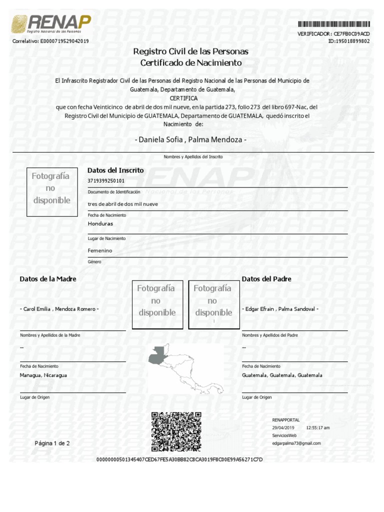 Renap Daniela | PDF | Guatemala