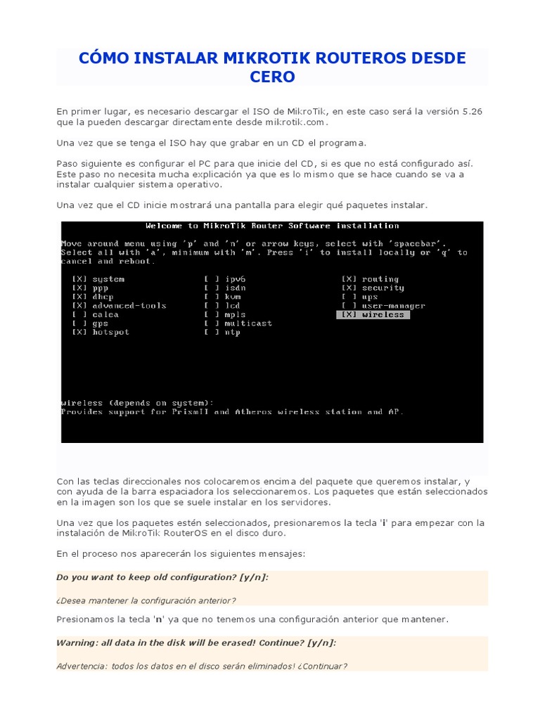 01 Cómo Instalar MikroTik RouterOS Desde Cero | PDF | Disco compacto ...
