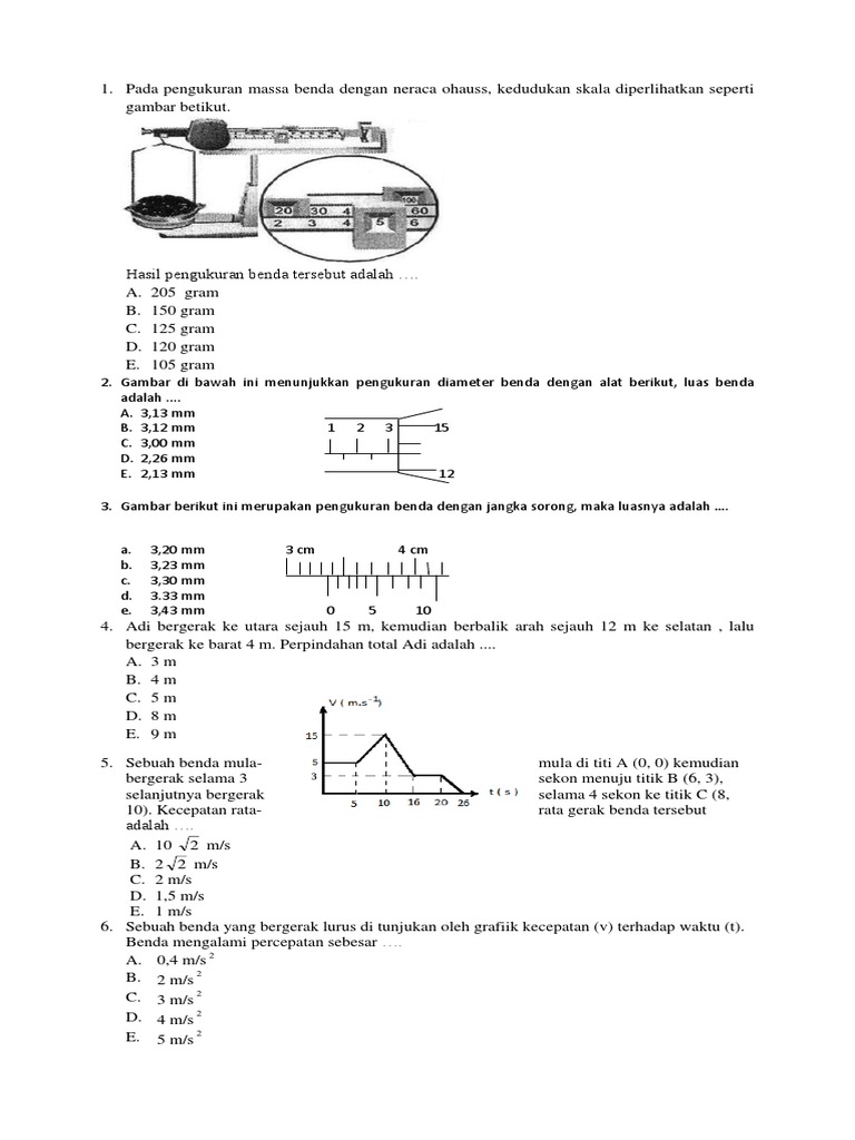 Soal Fisika: Pengukuran, Gerak, dan Gaya | PDF